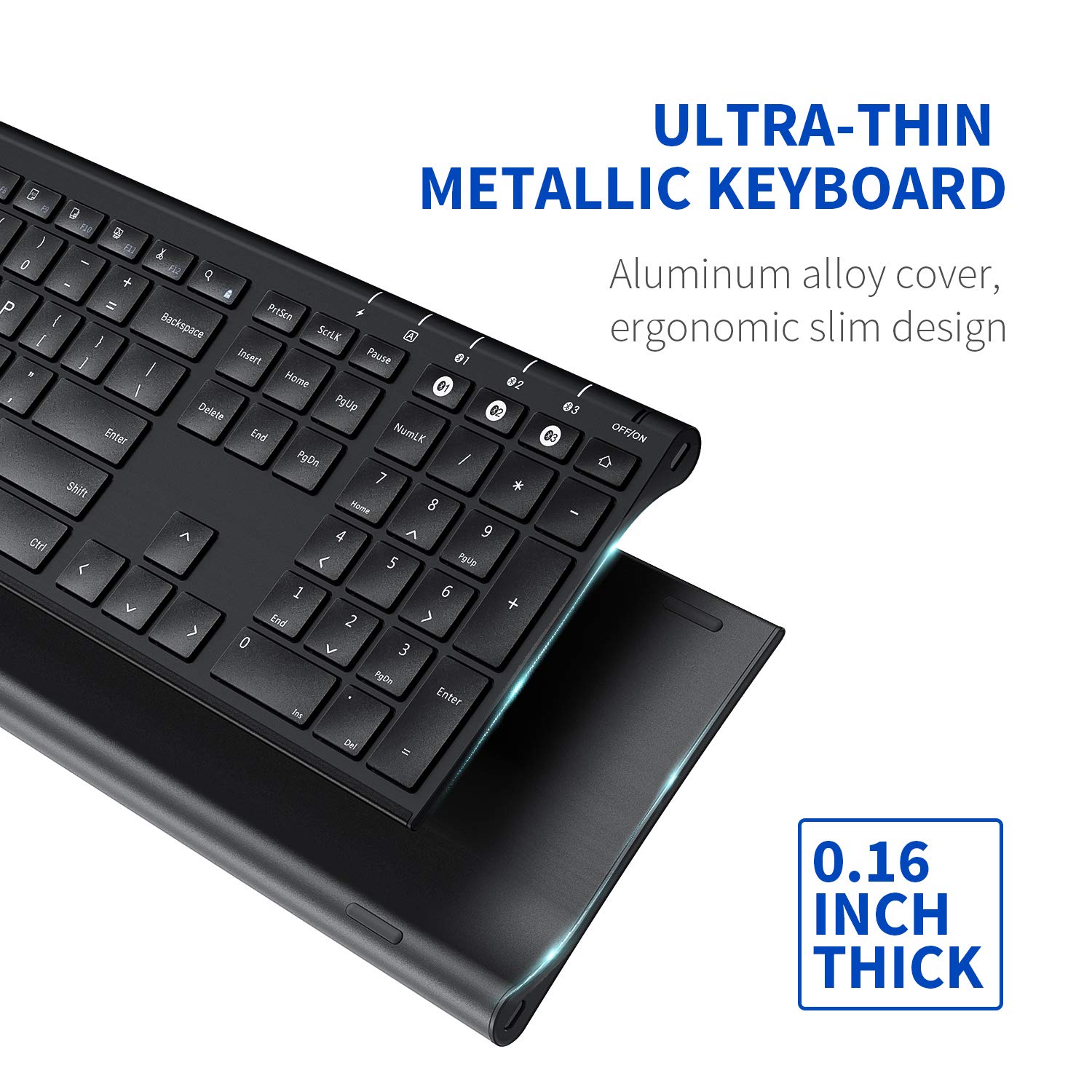 Ultra slim rechargeable quiet wireless keyboard
